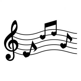 Hart muzieknoten op notenbalk muurstickers raamstickers