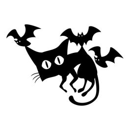 Gekke kat met vleermuizen sticker muursticker raamsticker