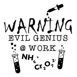 Warning evil genius at work sticker deursticker
