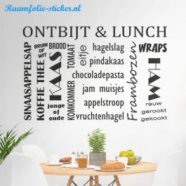 Woordwolk ontbijt & lunch keuken tekst muursticker raamsticker
